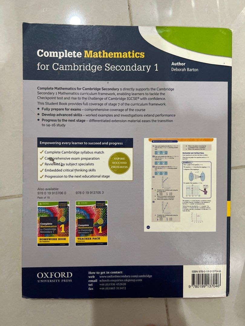 Complete Mathematics Cambridge Secondary 1 Textbook, Hobbies & Toys ...