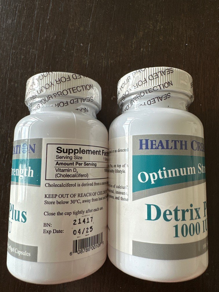 Detrix plus 1000 IU vitamin D, Health & Nutrition, Health Supplements ...