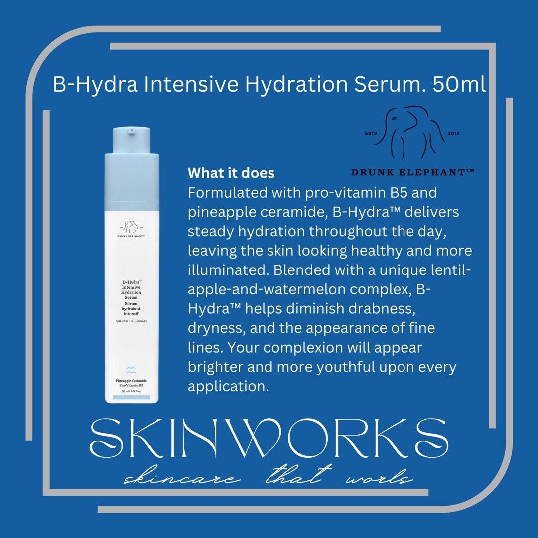 Drunk Elephant. B-Hydra Intensive Hydration Serum. 50, Beauty ...