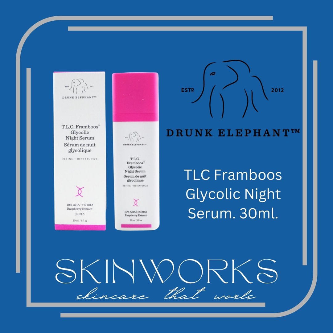 DRUNK ELEPHANT TLC FRAMBOOS GLYCOLIC NIGHT SERUM. 30ML, Beauty ...