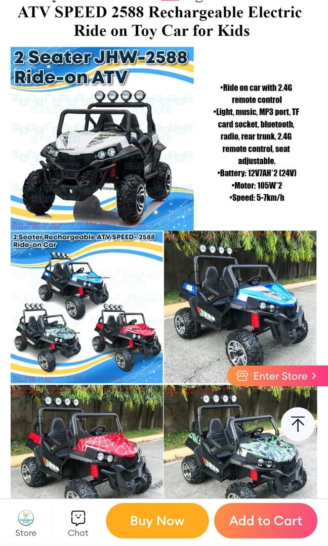 RUSH SALE: Electric car ATV big size speed 25 88, Hobbies & Toys, Toys ...
