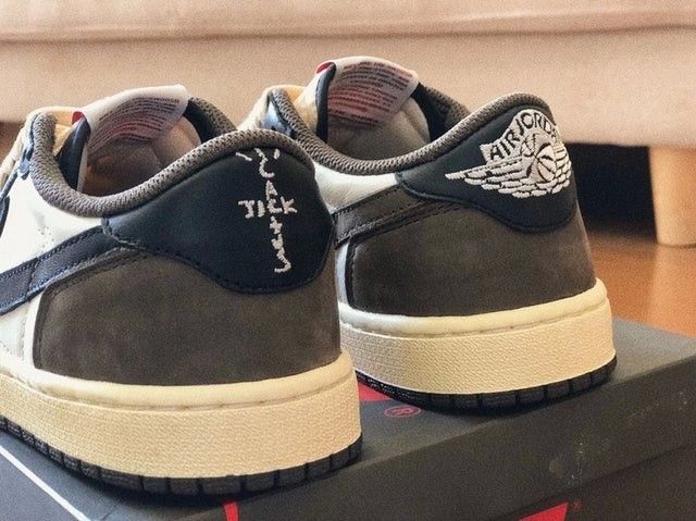 Fragment design Travis Scott x J1 low dark mocha, Men's Fashion ...