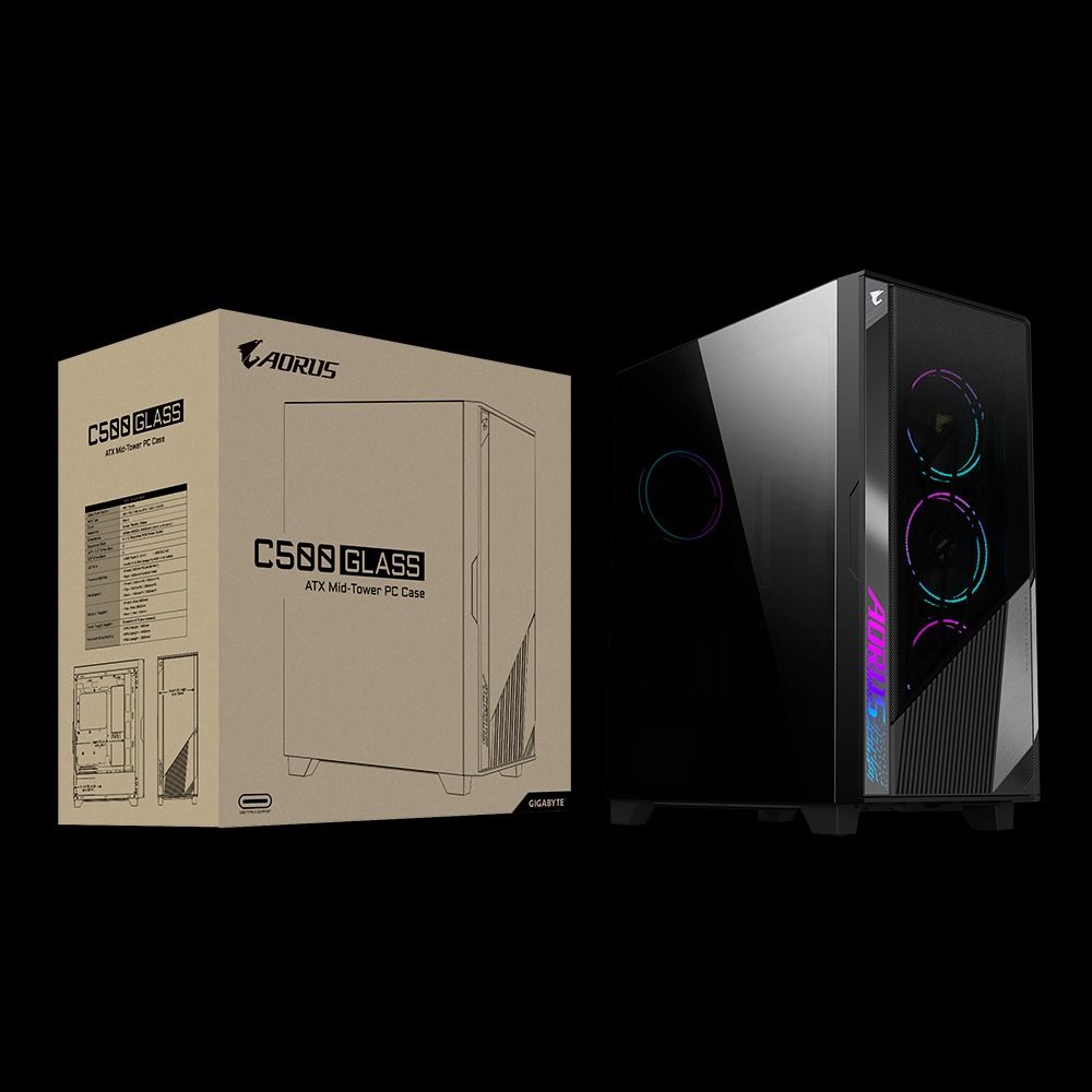 GIGABYTE AORUS C500 GLASS GAMING CHASSIS, ATX ETX Mid Tower PC Case ...
