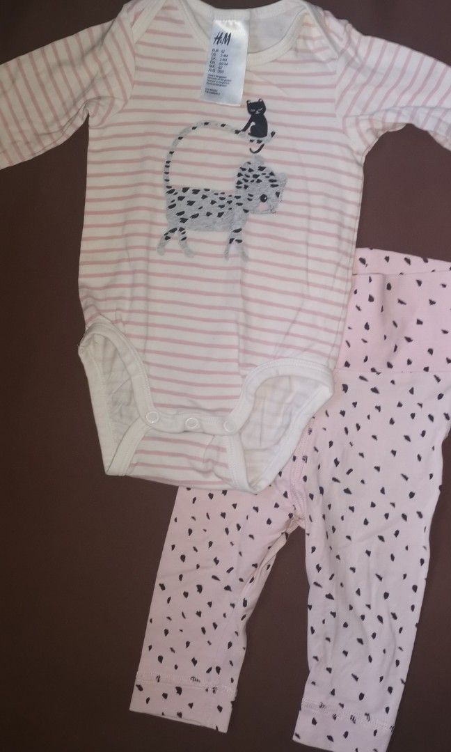 H&m onesie and Pants set 2-4mos, Babies & Kids, Babies & Kids Fashion on Carousell
