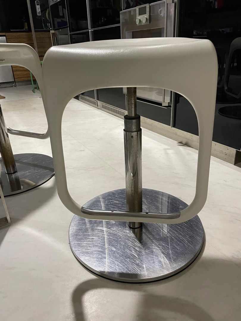 IKEA Height Adjustable white bar stools, Furniture & Home Living ...