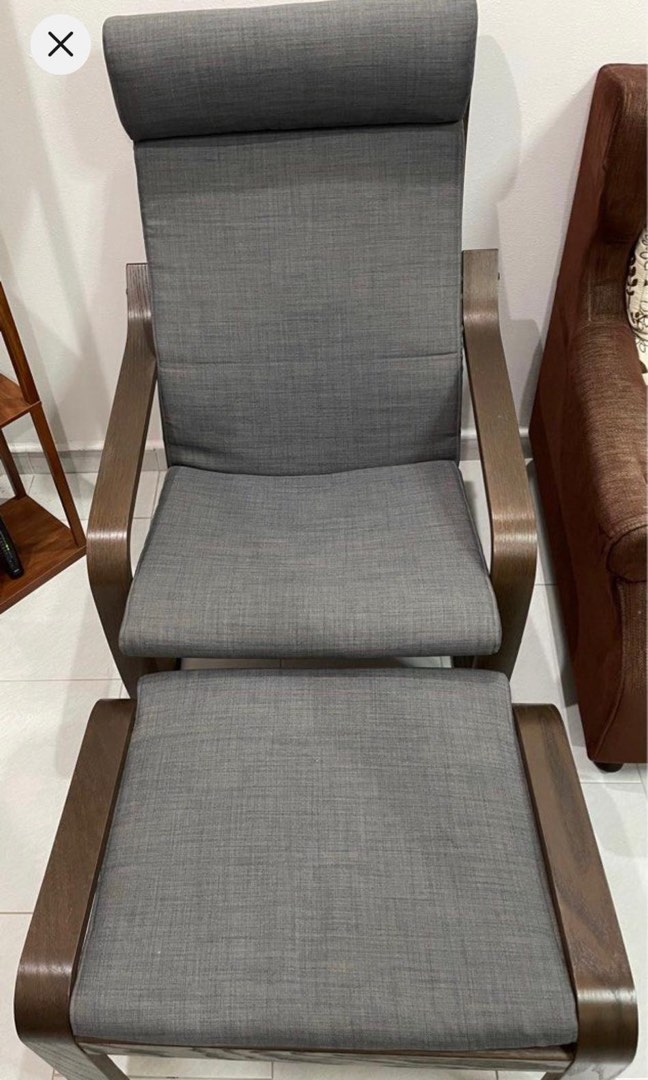 IKEA Poang Armchair & Footstool (SELLING AS A SET), Furniture & Home ...