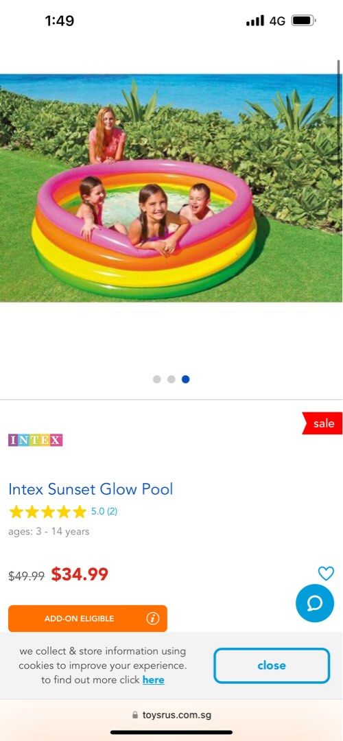 Intex Sunset Glow Pool Inflatable Pool with pump, Babies & Kids, Infant ...