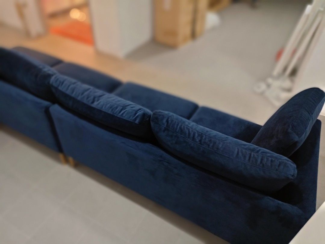 LAMBERT 4 Seater Sectional Sofa in MIDNIGHT VELVET BLUE, Furniture ...