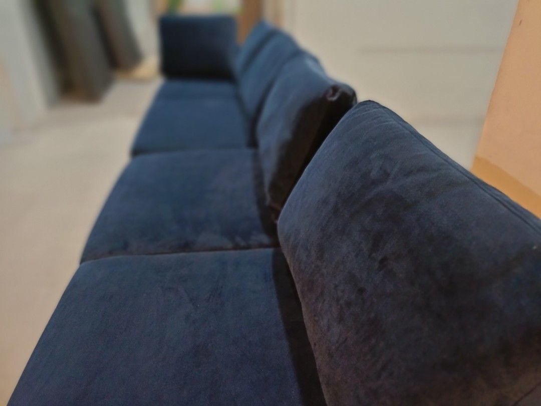 LAMBERT 4 Seater Sectional Sofa in MIDNIGHT VELVET BLUE, Furniture ...
