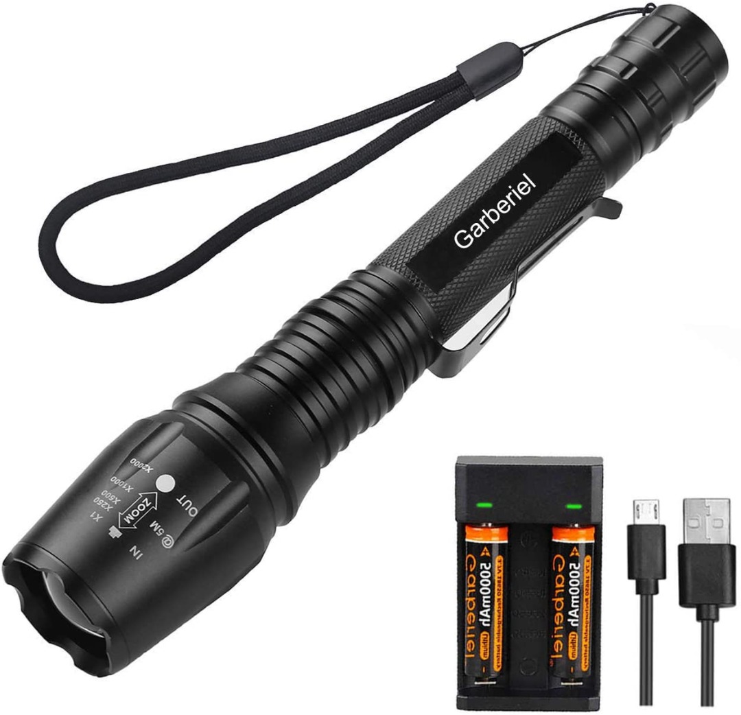 LED Torch Rechargeable Super Bright High Lumens Tactical Flashlight, 5 ...