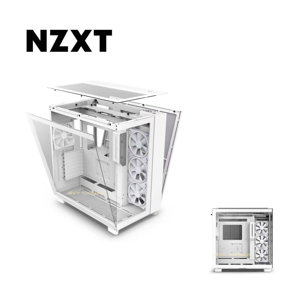 NZXT H9 ELITE Premium Dual-Chamber Mid-Tower ATX Airflow Tempered Glass Gaming Desktop PC Casing ...