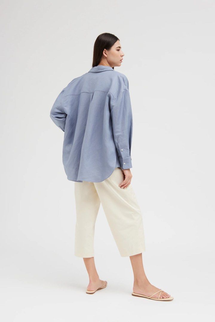 OSN oversized linen shirt, Women's Fashion, Tops, Shirts on Carousell