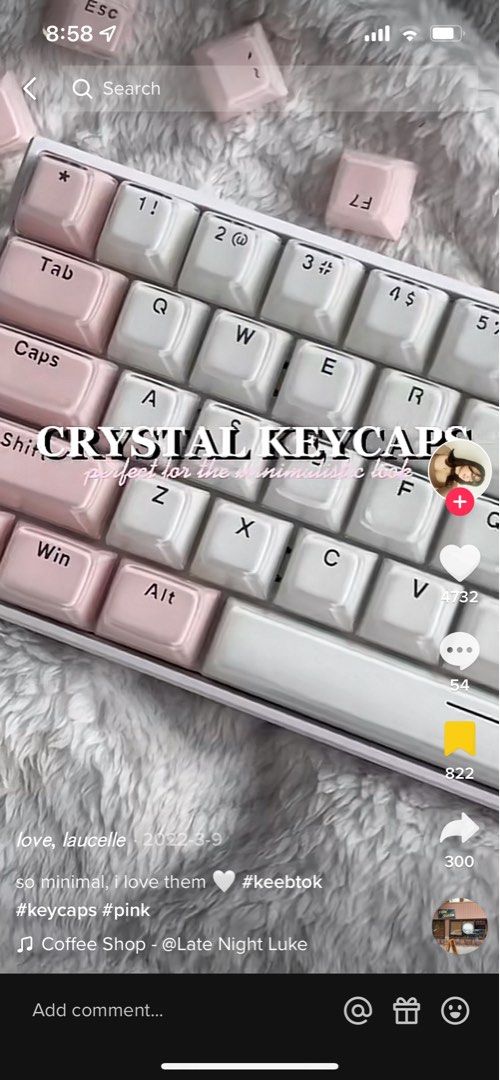 Pink Crystal Keycaps (full set), Computers & Tech, Parts & Accessories ...