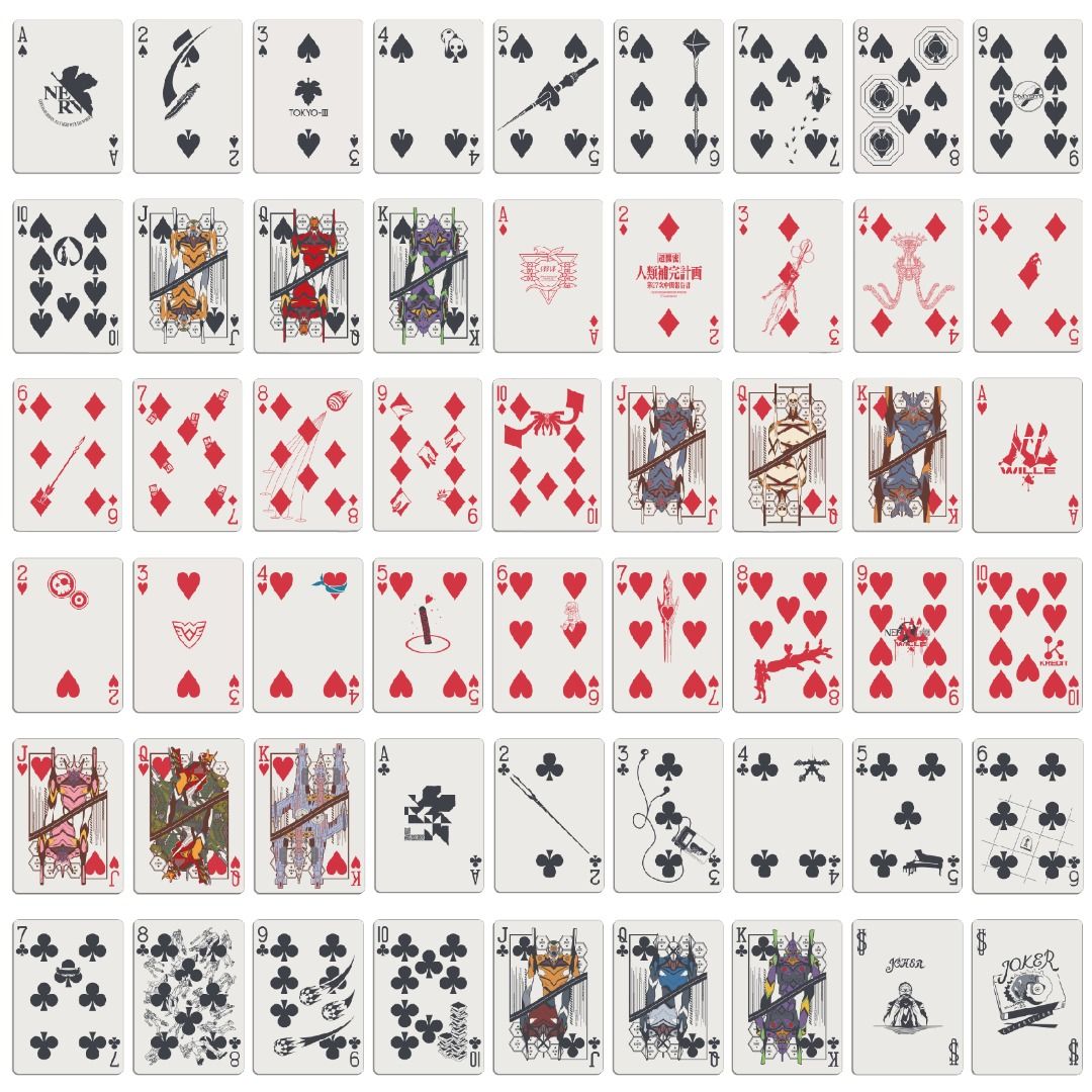 Poker Cards - Bicycle Evangelion Store Playing Cards, USPCC 2022, Black ...