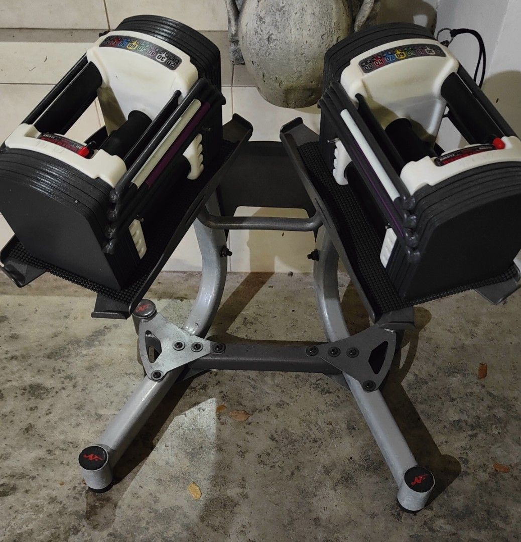 Powerblock set and stand, Sports Equipment, Exercise & Fitness, Weights ...