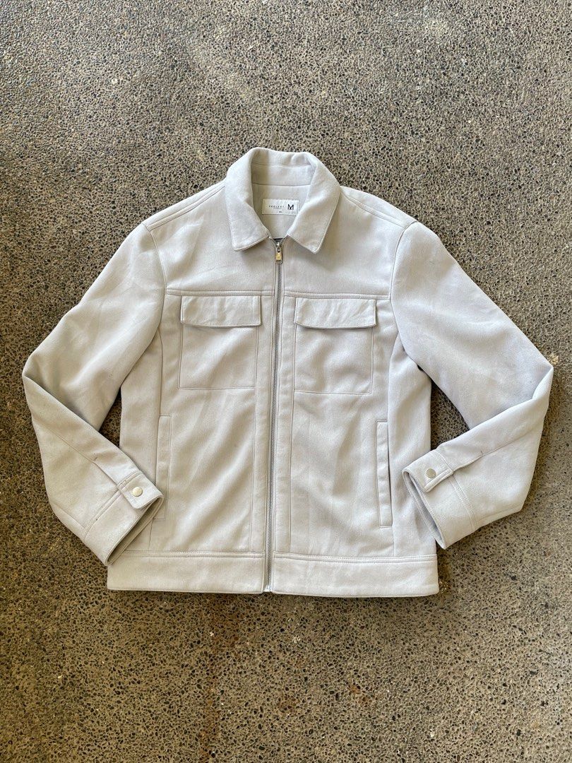 Project M by EmPolham White Gamosa Leather Jacket, Men's Fashion, Coats ...