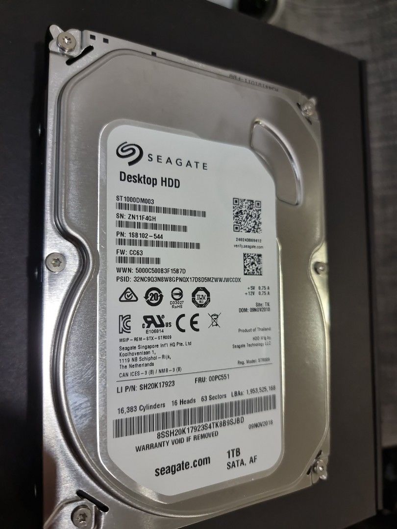 Seagate 1TB 1000GB HARD DRIVE DISK, Computers & Tech, Parts & Accessories, Hard Disks ...
