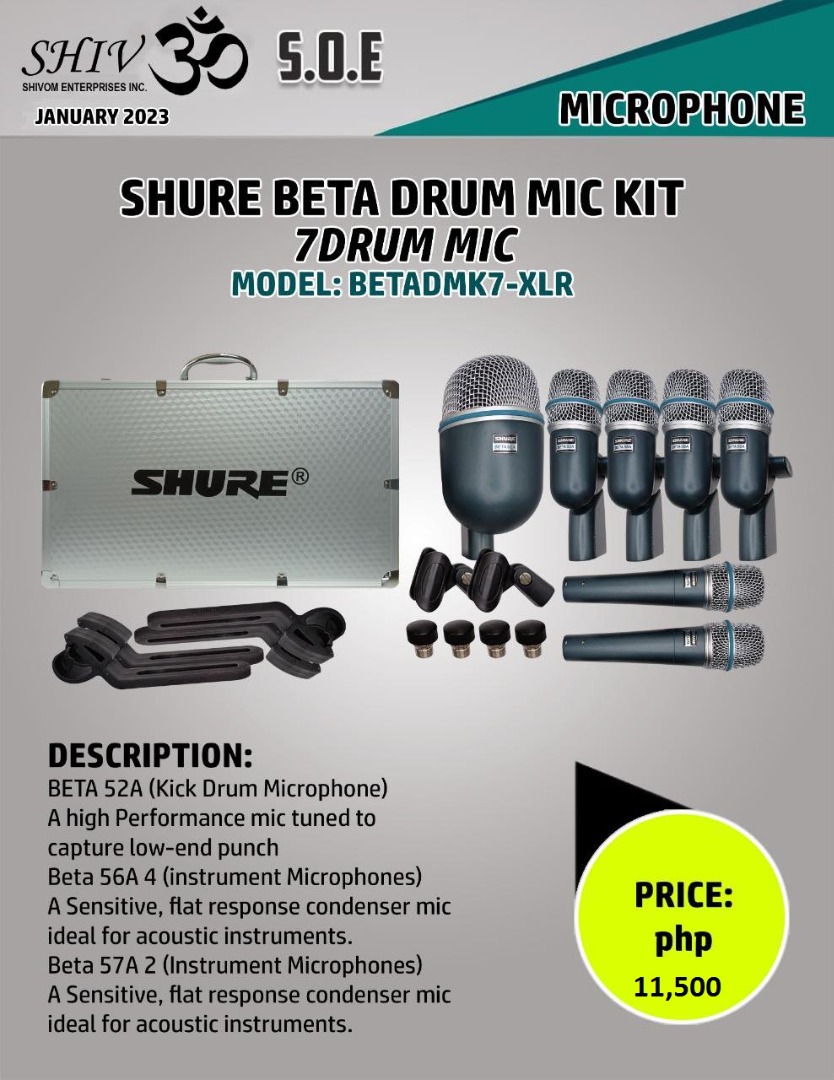 Shure Beta Drum Mic Kit & drum mic, Hobbies & Toys, Music & Media ...
