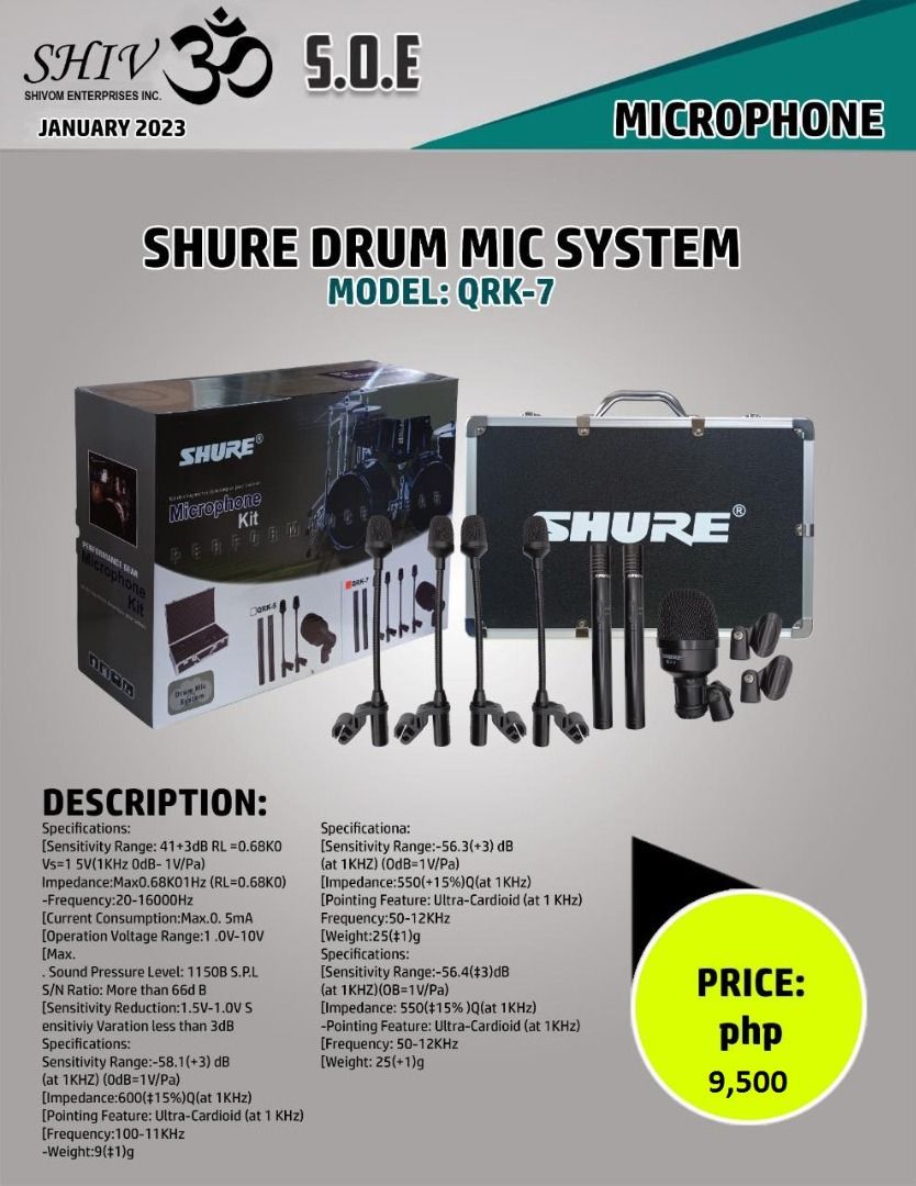Shure Drum Mic System, Hobbies & Toys, Music & Media, Musical ...