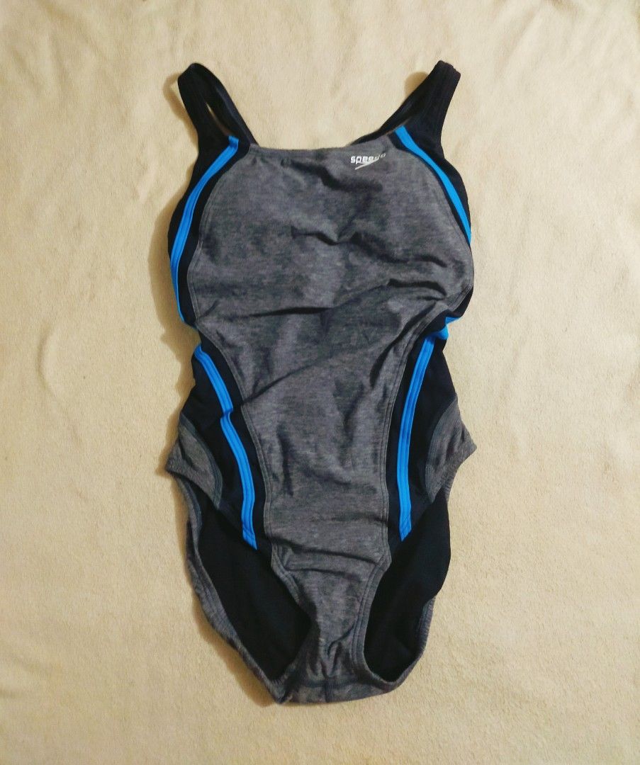 SPEEDO GREY QUANTUM SPLICE ONE PIECE SWIMSUIT, Women's Fashion ...