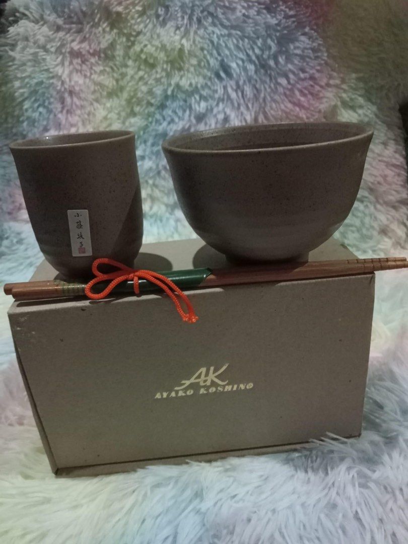 Stoneware Ayako Koshino Brand - Rice Bowl Teacup Chopstick with Box ...