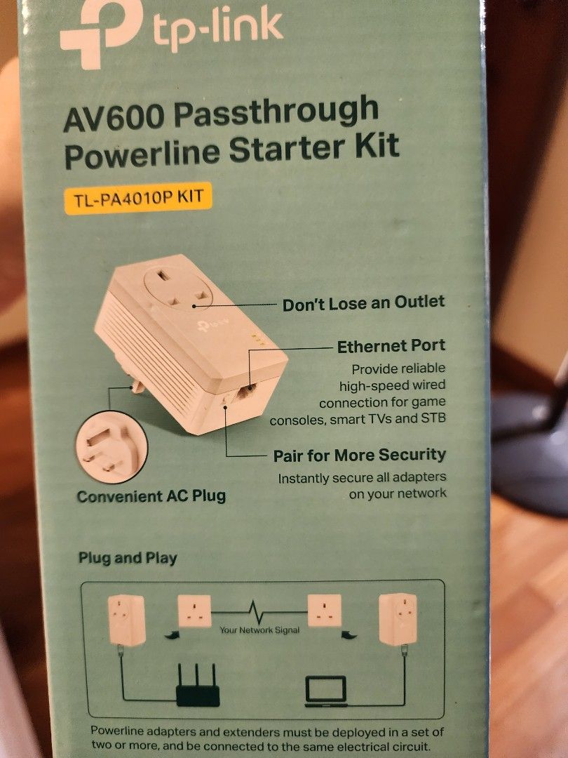 TP LINK Passthrough Powerline Starter Kit, Computers & Tech, Parts ...