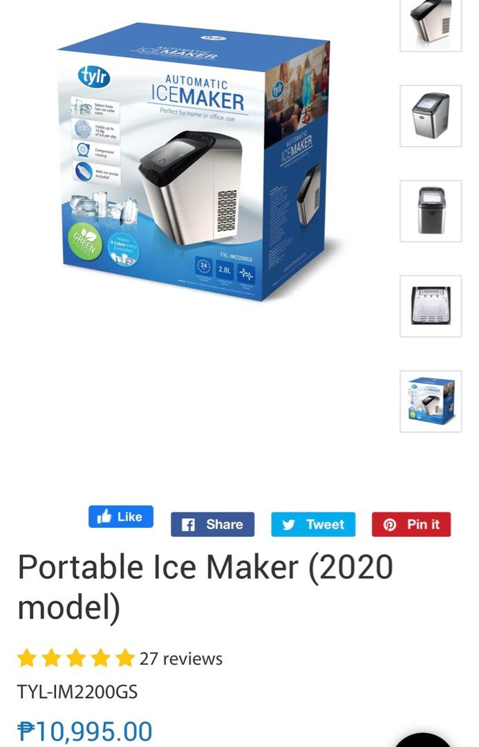 Tyler ice maker, Food & Drinks, Other Food & Drinks on Carousell
