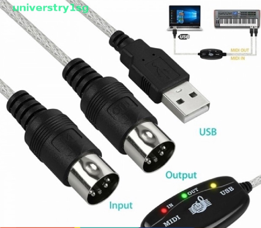 Usb In Out Midi Cable Converter Pc To Music Keyboard Adapter Cord