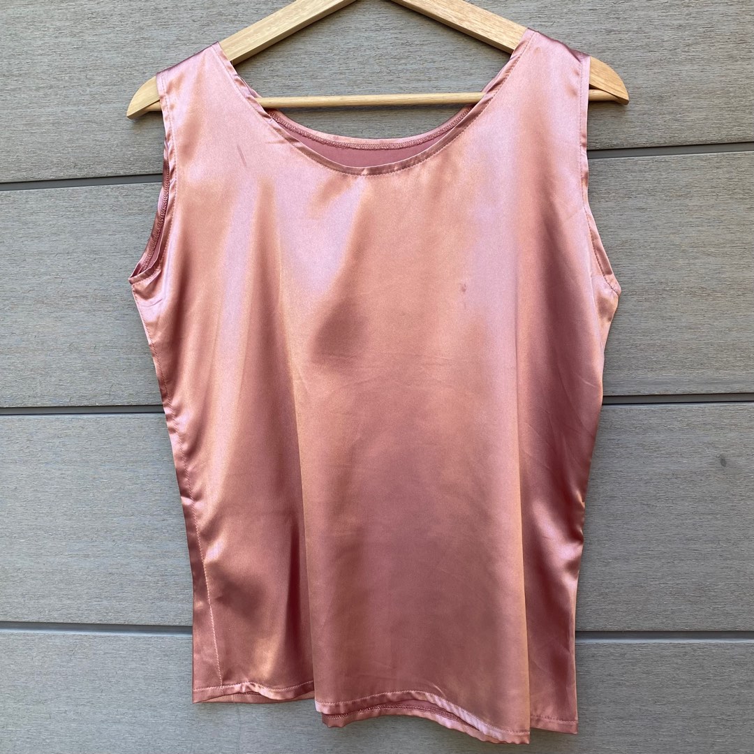 Vida Doria Pink Silk Top, Women's Fashion, Tops, Sleeveless on Carousell