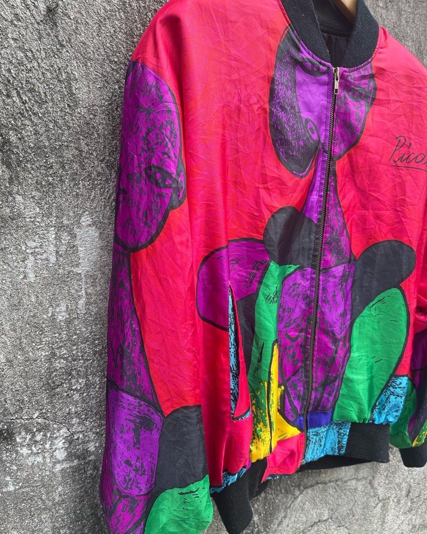 Vintage 80s Pablo Picasso Bomber Jacket, Women's Fashion, Coats, Jackets and Outerwear on Carousell