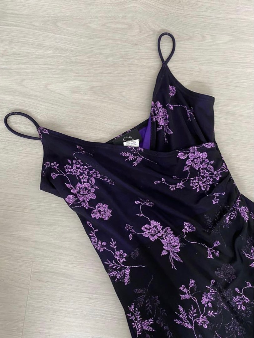 Vintage Shimmer Floral Maxi Dress Evening Gown, Women's Fashion ...