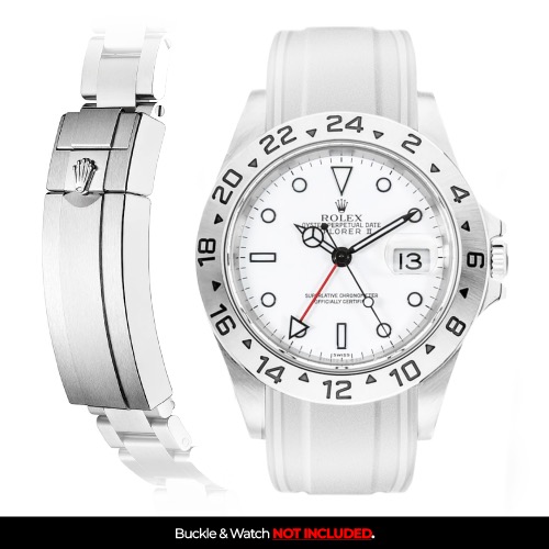 Vulcanised FKM Rubber Strap by Solitaire for Rolex Explorer II 16570 ...