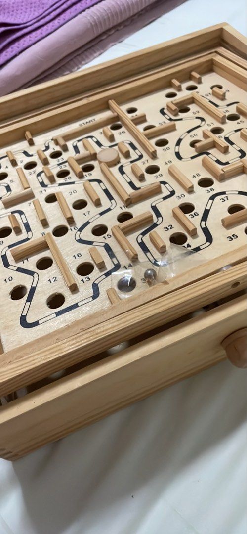 Wooden Ball Maze Game,Hand-Carved Labyrinth Puzzle Toy for Dementia ...