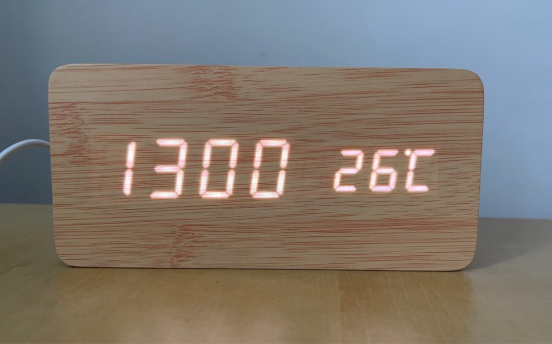 wooden digital clock, Furniture & Home Living, Home Decor, Clocks on ...