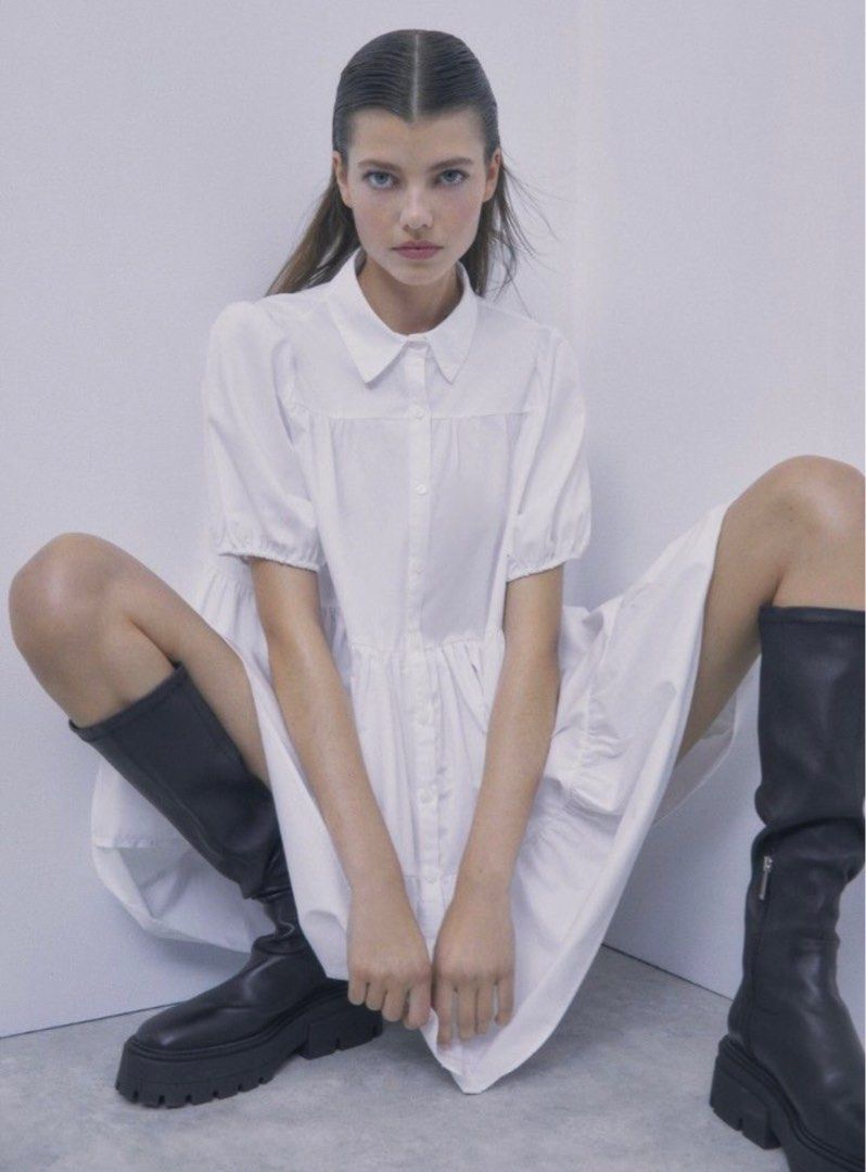 Zara look alike poplin dress, Fesyen Wanita, Pakaian Wanita, Gaun & Rok di Carousell