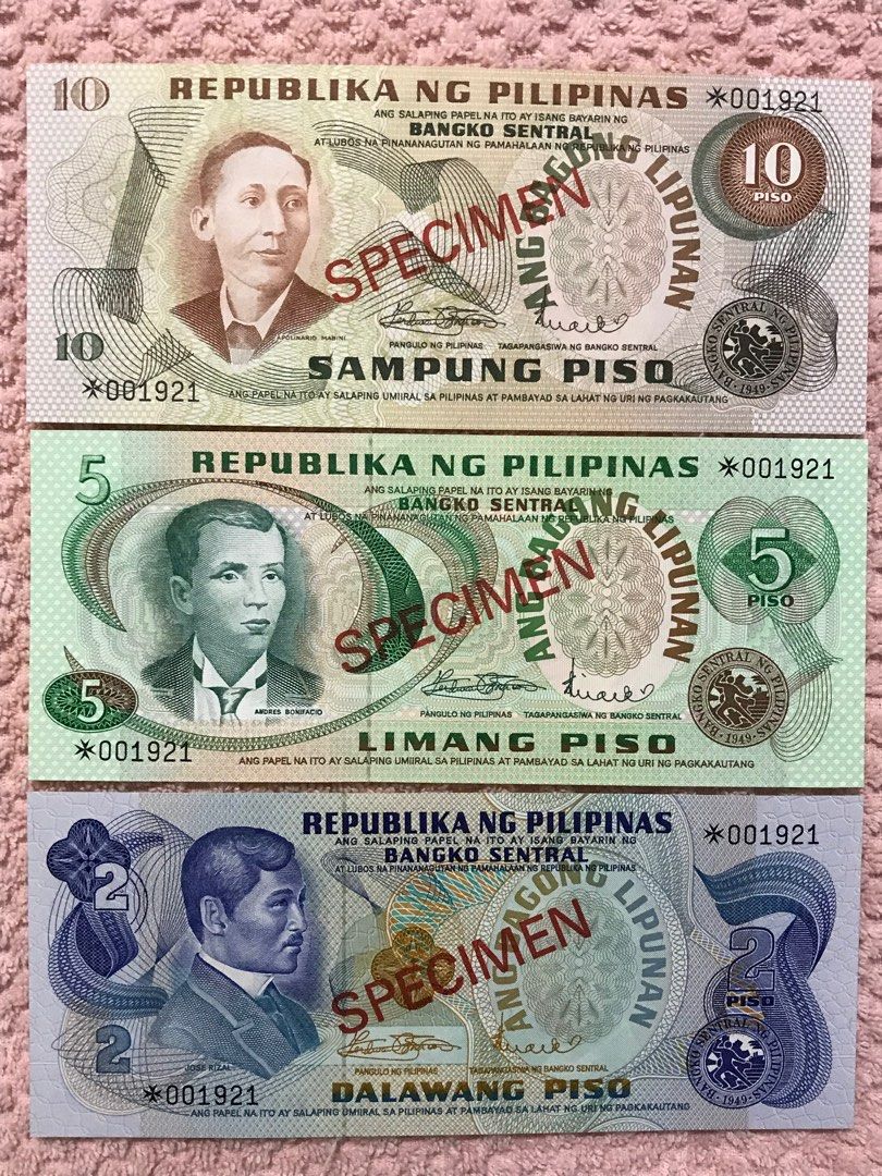 1973-1985 Specimen of Philippines currency, Hobbies & Toys, Memorabilia ...