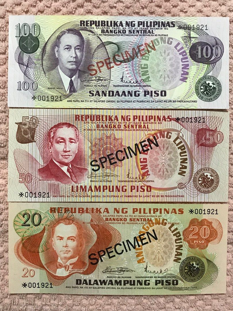 1973-1985 Specimen of Philippines currency, Hobbies & Toys, Memorabilia ...