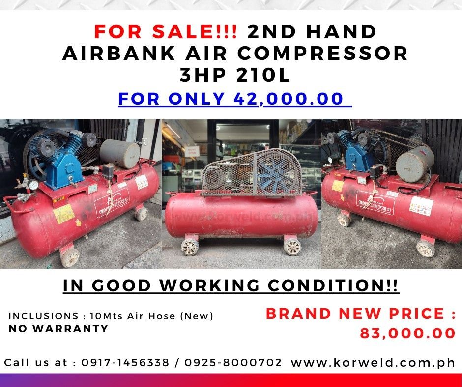 2nd Hand AIRBANK Air Compressor 3HP 210 Liters, Commercial & Industrial ...