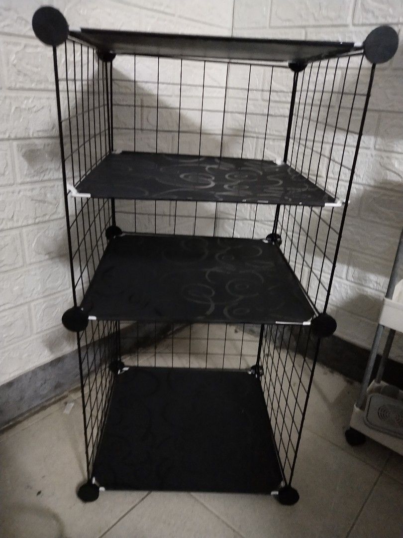 4 Layer Black Storage Rack, Furniture & Home Living, Office Furniture ...