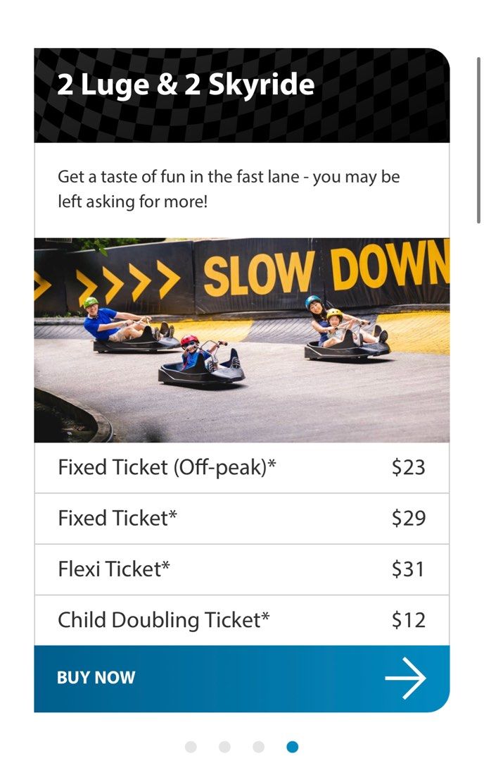 4 x 2 Luge & 2 Skyride Ticket, Tickets & Vouchers, Local Attractions & Transport on Carousell