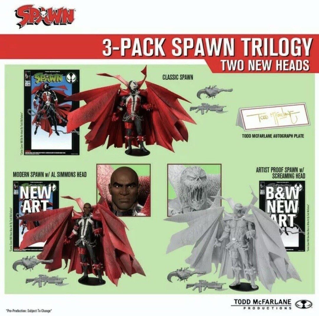全新啡箱未開封 連簽名板 絕版Todd McFarlane Classic Spawn - Kickstarter 3-PACK TRILOGY SET McFarlane Toys, 興趣及 ...