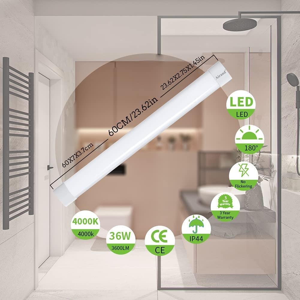 Airand LED Tube Light, 60 CM 2ft LED Luminaire IP66 Workshop Light 18W ...