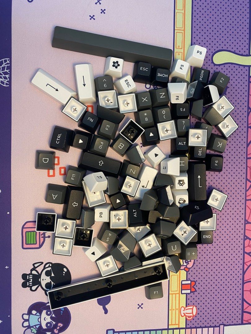 Akko black and silver Keycaps (full set), Computers & Tech, Parts ...