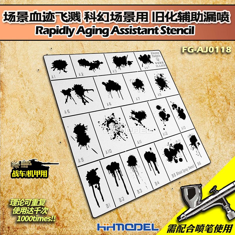 Alexen Weathering Stencils 2 Blood Splatter AJ0118, Hobbies & Toys ...