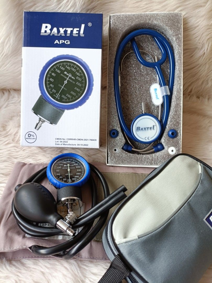 APG Baxtel Aneroid Sphygmomanometer With Dark Blue Deluxe Stethoscope ...
