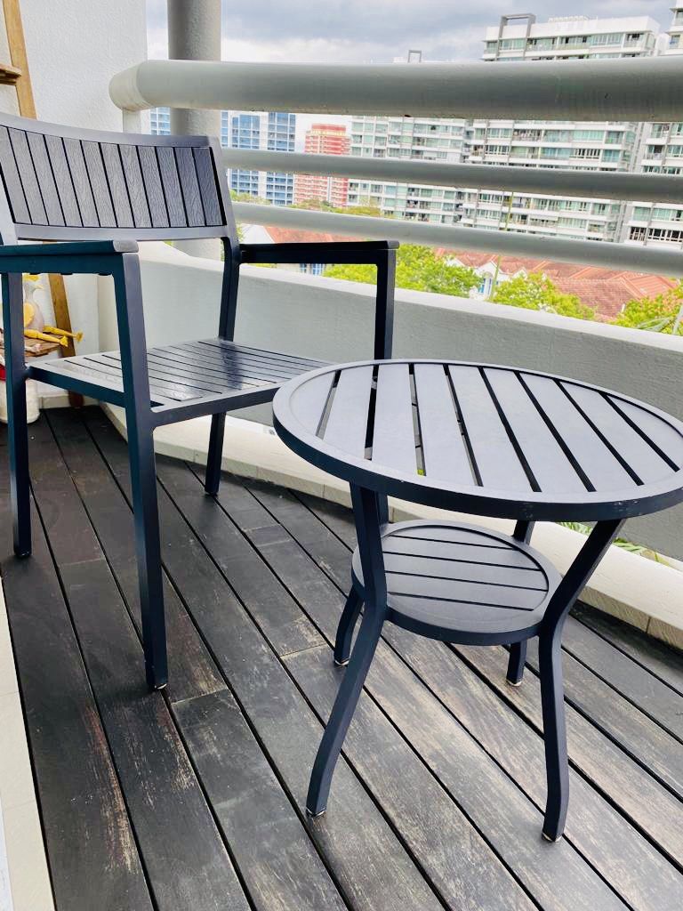 Balcony Table and Chair Set (one chair only), Furniture & Home Living ...