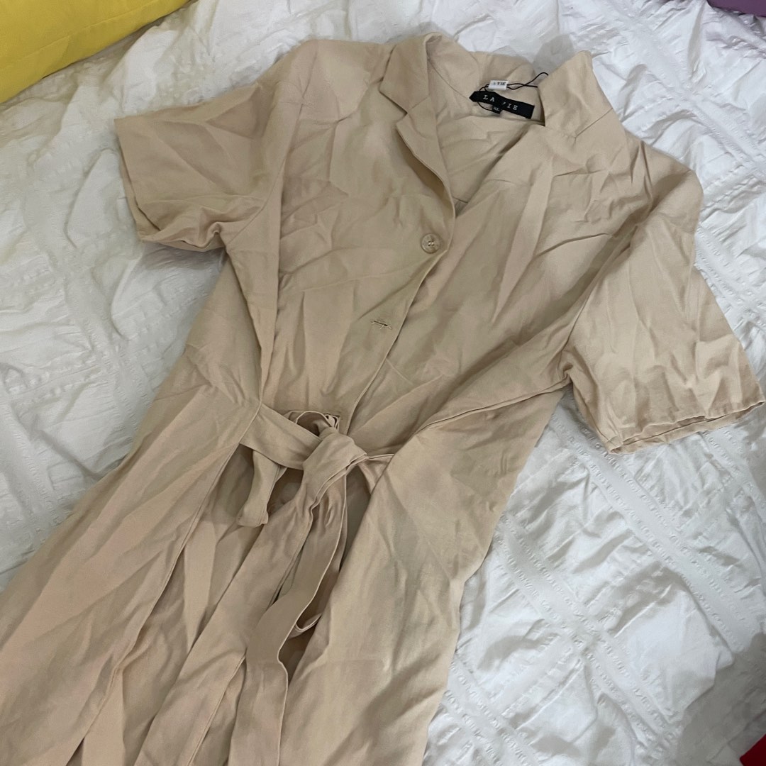 Beige Linen Dress, Women's Fashion, Dresses & Sets, Dresses on Carousell