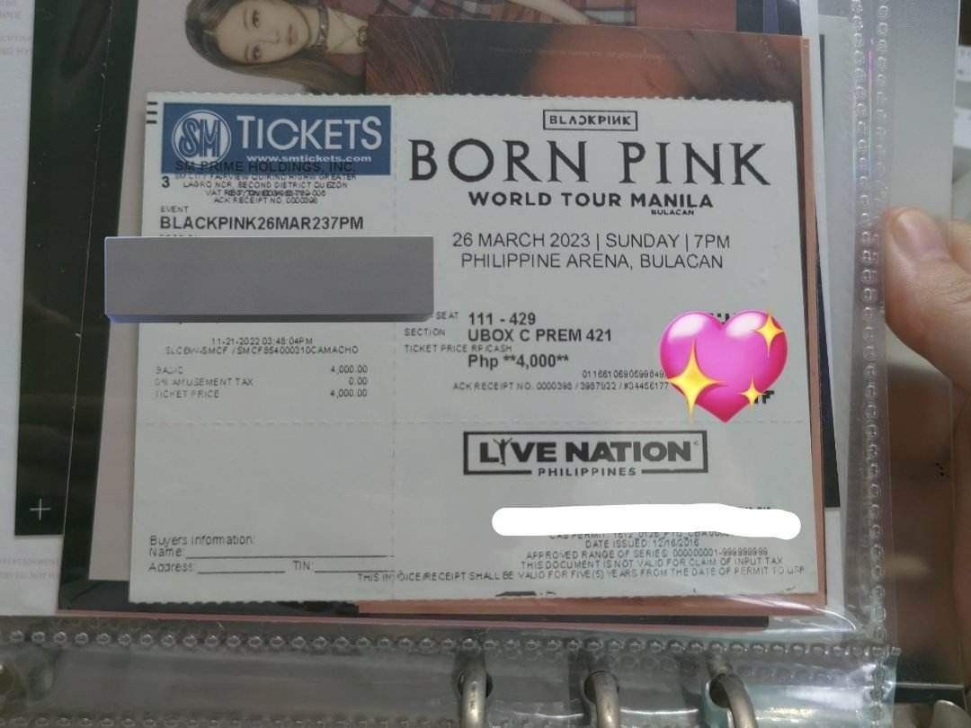 BLACKPINK BORN PINK TICKET, Tickets & Vouchers, Event Tickets on Carousell