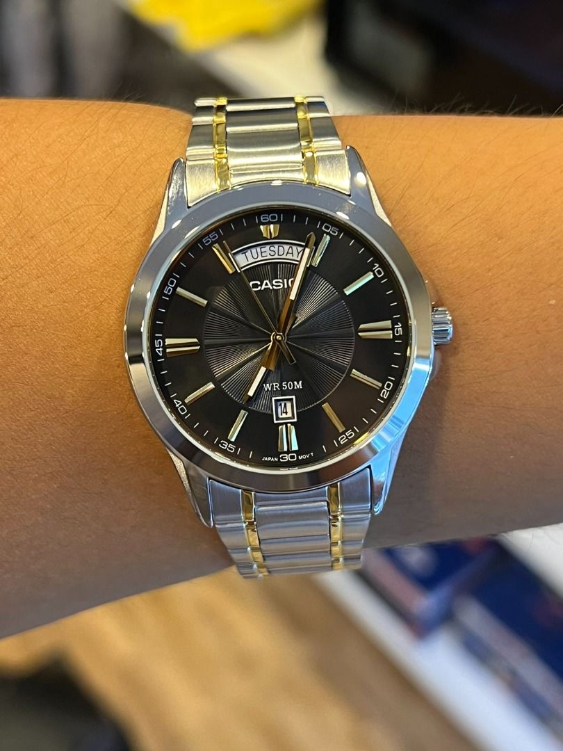 CASIO Analog Day Date Two Tone Men's Watch MTP-1381G-1A / Legit Casio ...