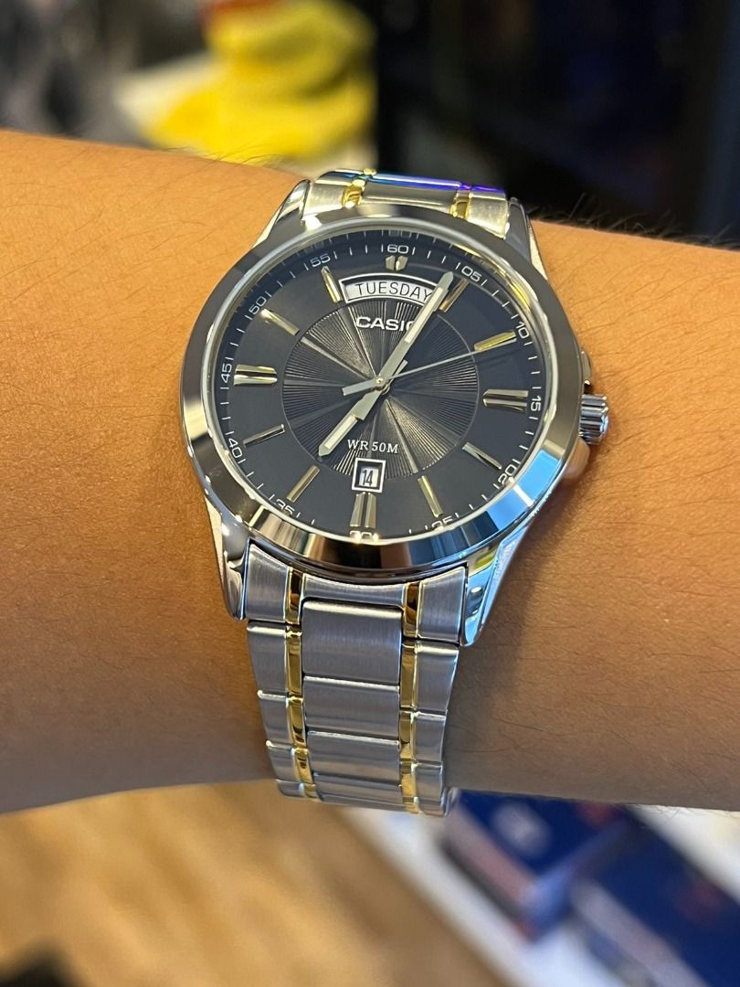 CASIO Analog Day Date Two Tone Men's Watch MTP-1381G-1A / Legit Casio ...